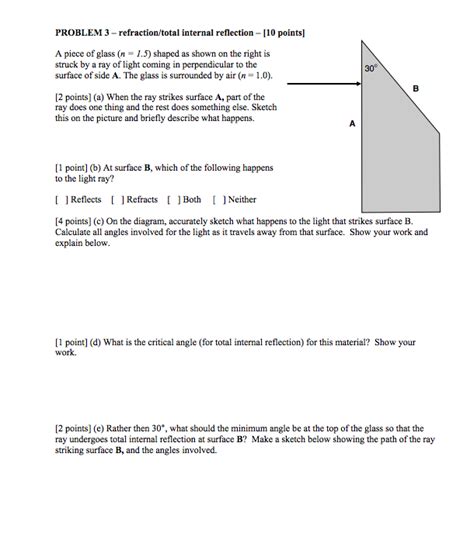 Solved Refraction Total Internal Reflection A Piece Of Chegg