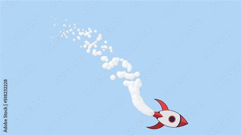 Space Shuttle Take Off Animation Rocket Flying Cartoon Style Anime