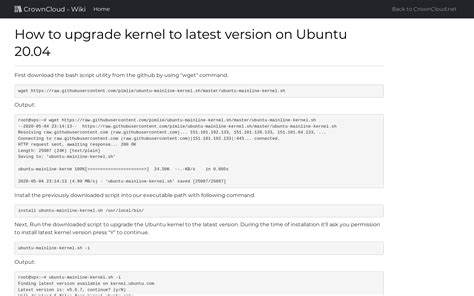 CrownCloud Wiki How To Upgrade Kernel To Latest Version On Ubuntu 20 04