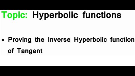 Asa Level Maths Hyperbolic Functions Proving The Inverse Hyperbolic