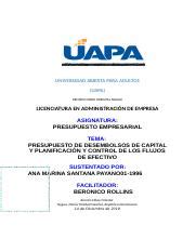 TAREA 6 PRESUPUESTO EMPRESARIAL 1 Docx UNIVERSIDAD ABIERTA PARA