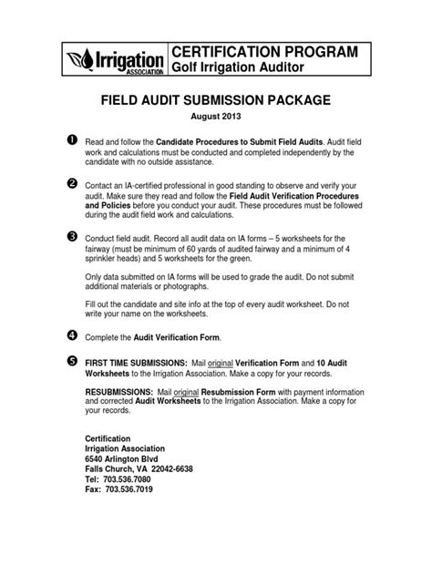 Golf Audit Worksheets Final Pdf Audit Irrigation