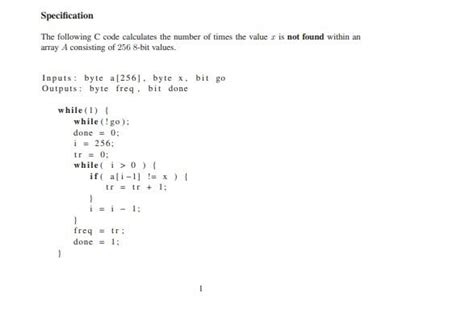 solved specification the following c code calculates the