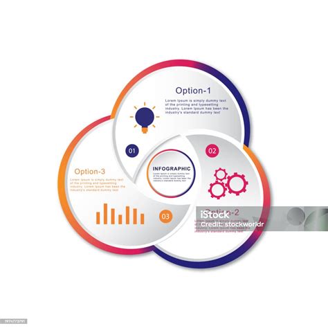 Three Overlapping Circles Infographic Venn Diagram Concept Stock