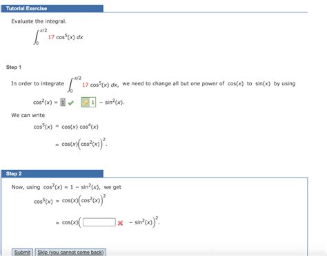 Solved Tutorial Exercise Evaluate The Integral 1 2 17 Chegg