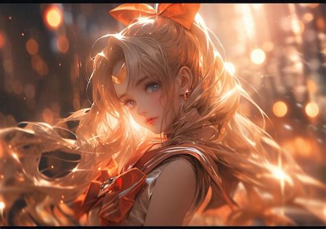 Premium Photo Anime Girl With Long Blonde Hair And Blue Eyes In A