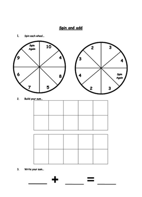 Spin The Wheel Addition Worksheet Worksheets Hq