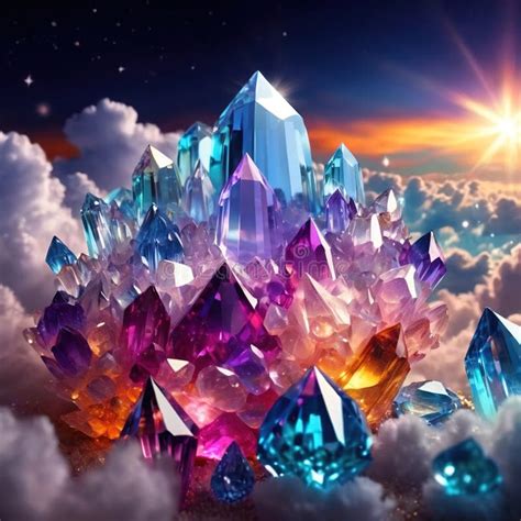 Crystal Cloud Glittery Colorful Abstract Background Illustration Stock Illustration