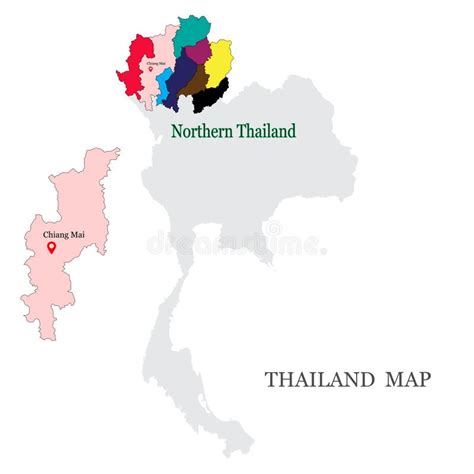 Maps Of Northern Thailand With 9 Province In Different Colors Chiang