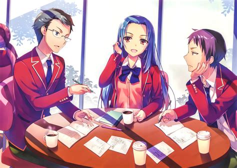 Aqua Eyes Black Hair Blue Hair Bow Drink Glasses Hasebe Haruka Long