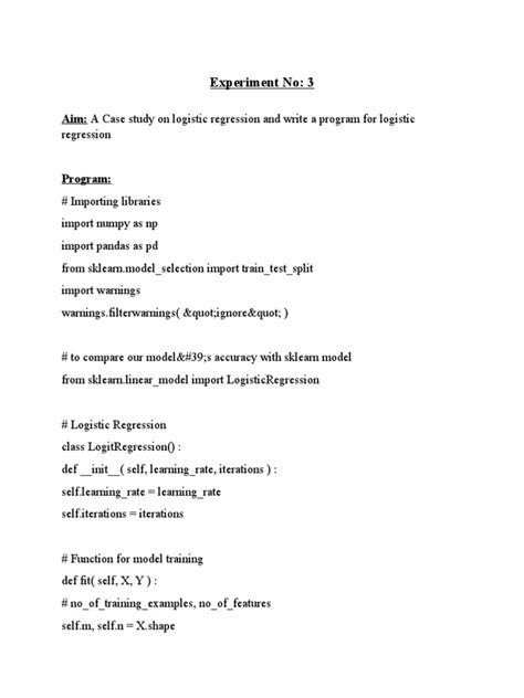 Experiment No 3 Ml Pdf Machine Learning Computer Science