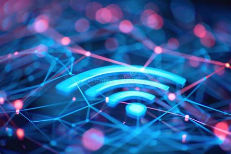 Wireless Network And Connection Abstract Data Background With Wifi Symbol Ai Generative Stock