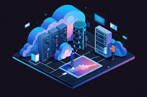 Cloud Synchronization Storage Isometric Illustration Network Infrastructure Premium Ai