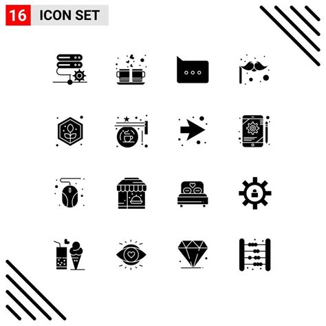 Editable Vector Line Pack Of 16 Simple Solid Glyphs Of Plant Agriculture Hot Moustache Carnival