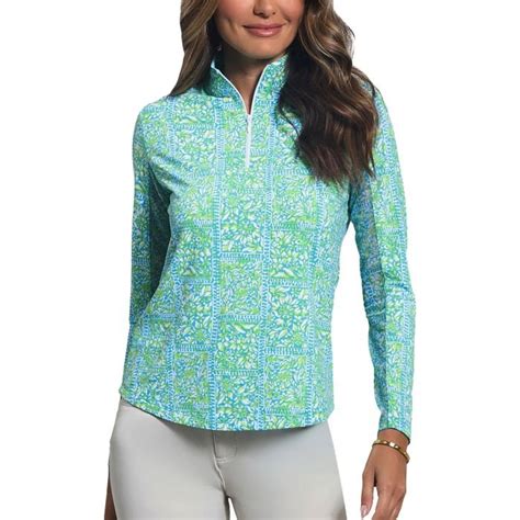Ibkul Womens Josie Print Long Sleeve Mock Neck Golf Top Carls Golfland