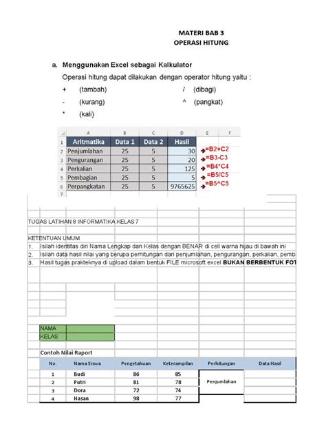 Rumus Dan Operasi Dasar Di Excel Pdf