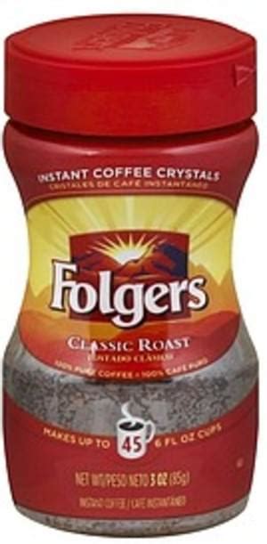 Folgers Instant Crystals Classic Roast Folgers Coffee Crystals Oz Nutrition Information