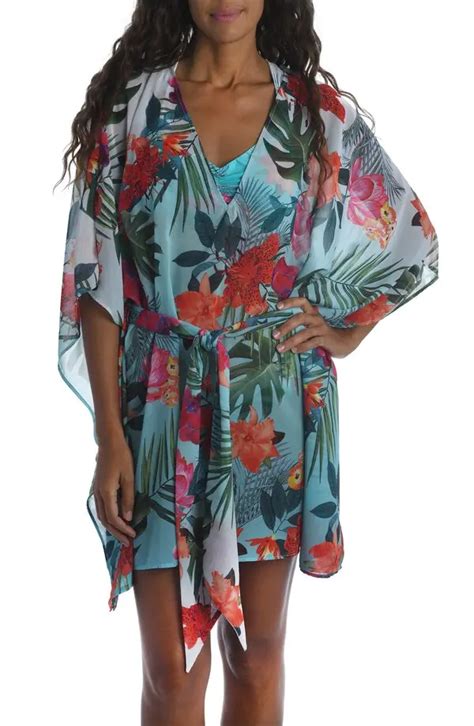 La Blanca Tropicalia Floral Cover Up Caftan In Bluegreen 25 Off