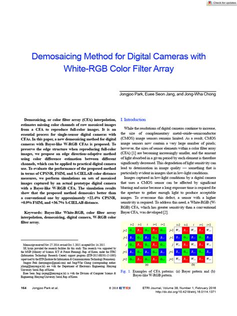 Etri Journal 2016 Park Demosaicing Method For Digital Cameras