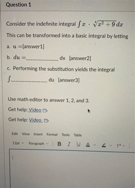 Solved Consider The Indefinite Integral ∫x⋅4x2 9dx This Can