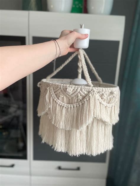 Абажур макраме хлопок светильник нитки узлы Macrame Macrame Lamp