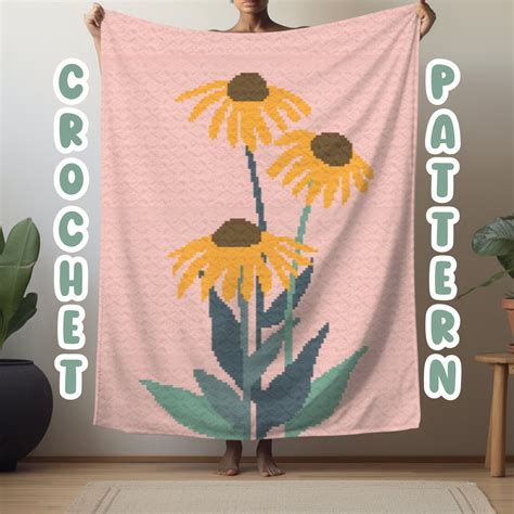Crochet Floral Graphgan Pattern Sunflower Wildflower Corner To Corner