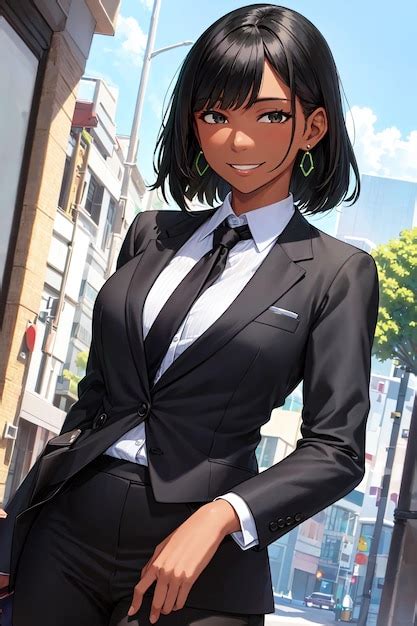 Premium AI Image Black Woman Wearing Suit With Necktie