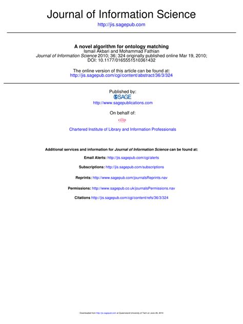 Pdf A Novel Algorithm For Ontology Matching