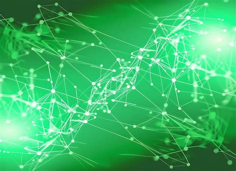 Premium Ai Image Abstract Background With Green Moving Lines And Dots