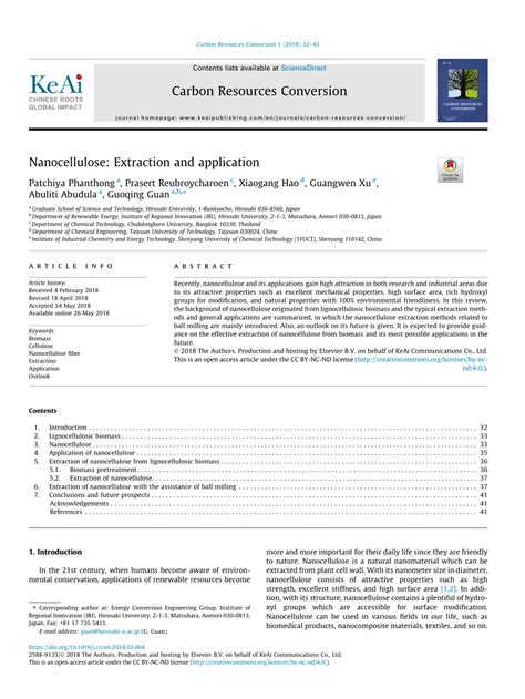 Pdf Nanocellulose Extraction And Application