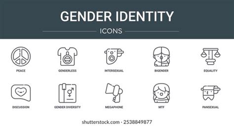 Set 10 Outline Web Gender Identity Stock Vector Royalty Free