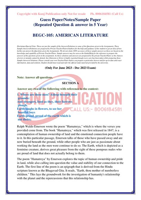 Ignou Begc 105 Guess Paper Notes Sample Paper English Medium