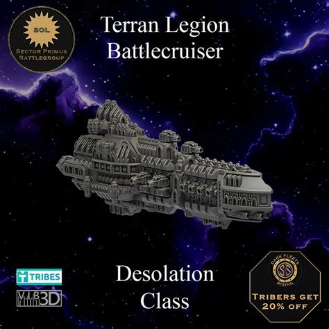 3d Printable Cruiser Battlecruiser Class Terran Legions Sector
