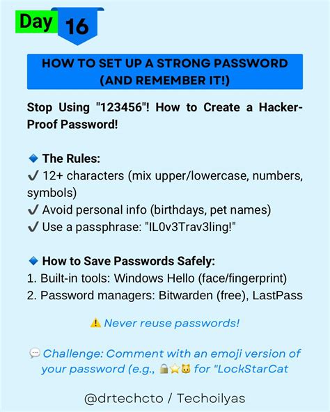 Techoilyas Day 16 How To Set Up A Strong Password And Remember It Stop Using 123456