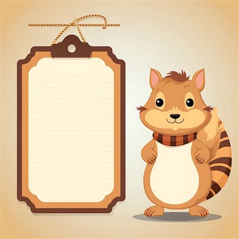 Premium Ai Image A Cute Chipmunk Body Shape Tag Card Reddish Brown