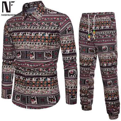Ethnic Style Men Tracksuits Floral Printed 5xl African Style Shirts