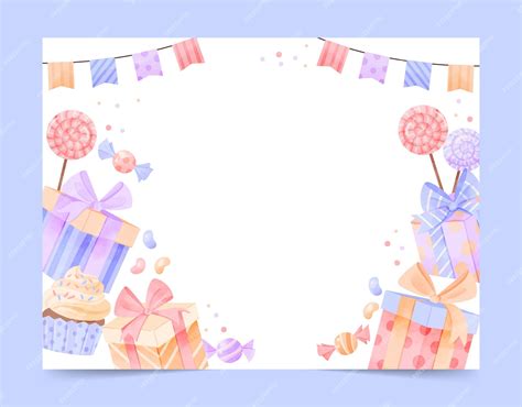 수채화 생일 Photocall 템플릿 무료 벡터