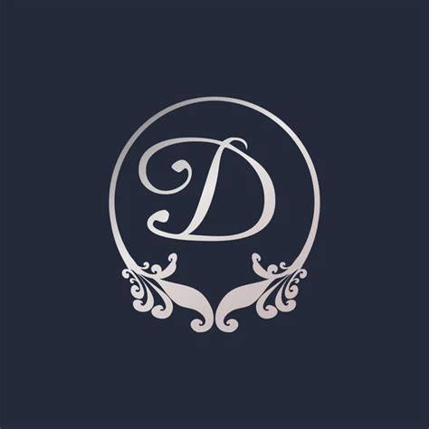 Letter Decorative Crown Ring Alphabet Logo Isolated Navy Blue