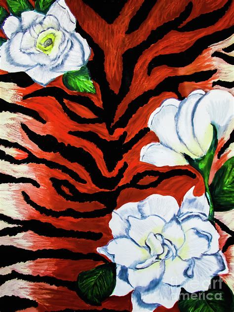 Tiger Floral Print Mixed Media By Dawn Siegler Fine Art America
