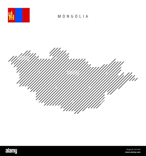 Mongolia Map From Pattern Of Black Slanted Parallel Lines Mongolian