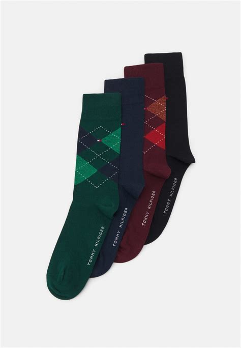Tommy Hilfiger Men Check 4 Pack Socken Greenredgrün Zalandode