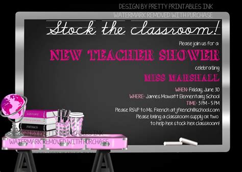 New Teacher Shower Invitation Stock The Classroom Invitation Etsy