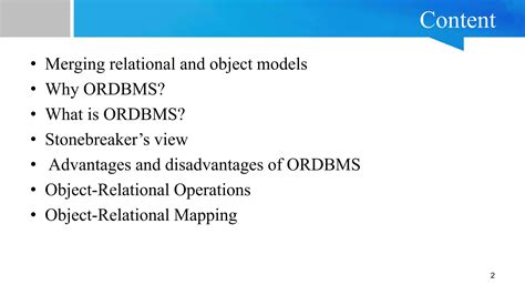 Object Relational Database Management Systemordbms Ppt