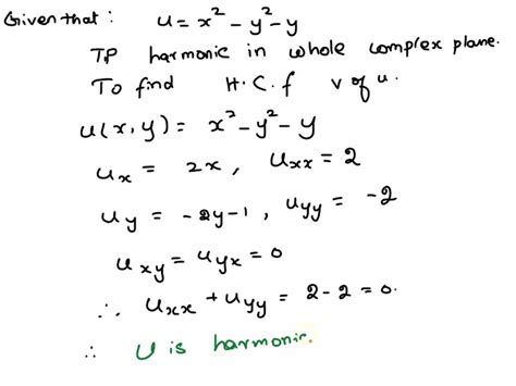 SOLVED 3 Verify That U X2 Y2 Y Is Harmonic In The Whole Complex Plane