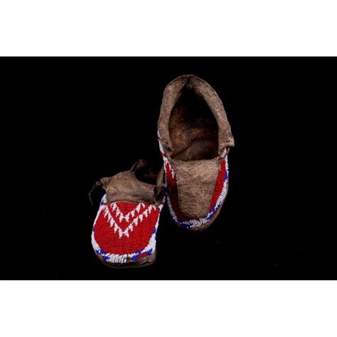 Sioux Fully Top Beaded Hard Soled Moccasins C1890