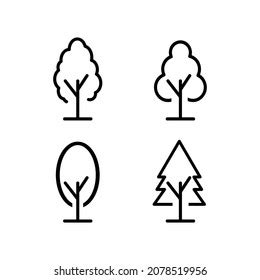 Tree Vector Line Icon Set Isolated Stock Vector Royalty Free 2078519956 Shutterstock
