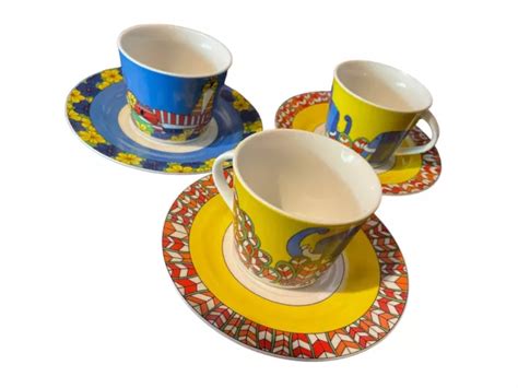 SET OF TOGNANA 3 Espresso Cups & Saucers Tognana Italy Cats Elephants £ ...