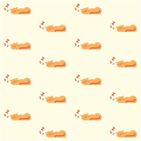 Lindo Gato Naranja Durmiendo Vector De Patrones Sin Fisuras Vector
