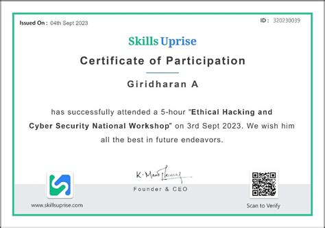 Giridharan A On Linkedin Completed A Webinar On Cybersecurity And