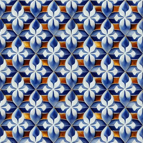 Illustration Graphic Of Portuguese Azulejo Pattern With Porcelain